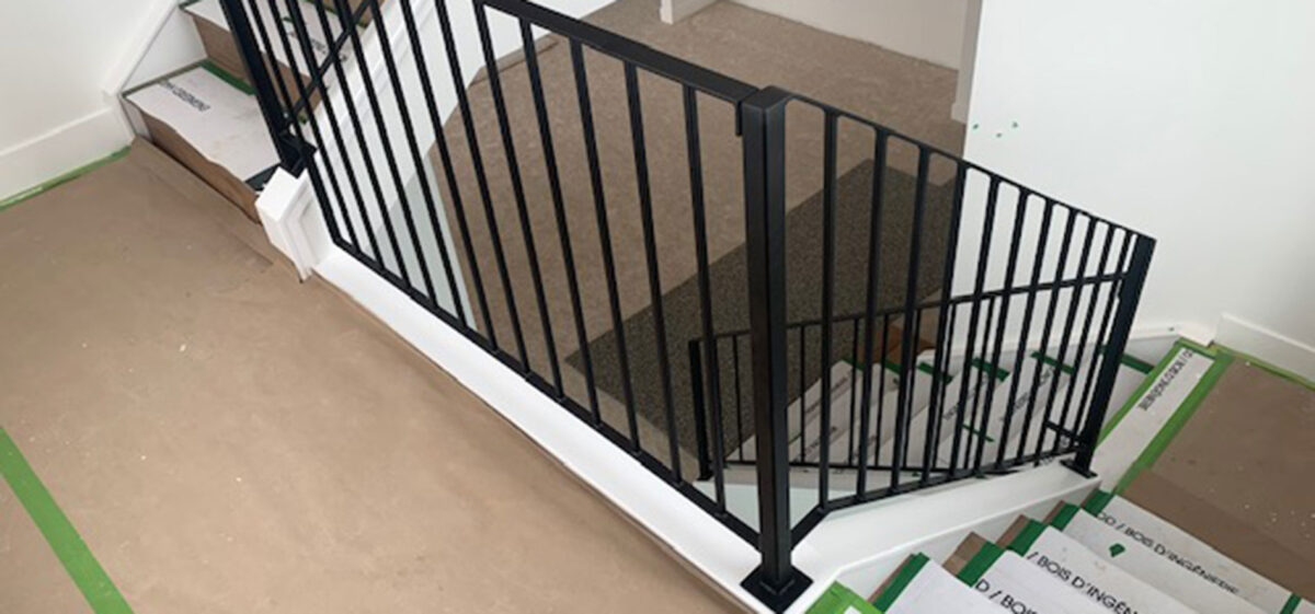 Simple Modern Step Railing - AJ Wrought Iron